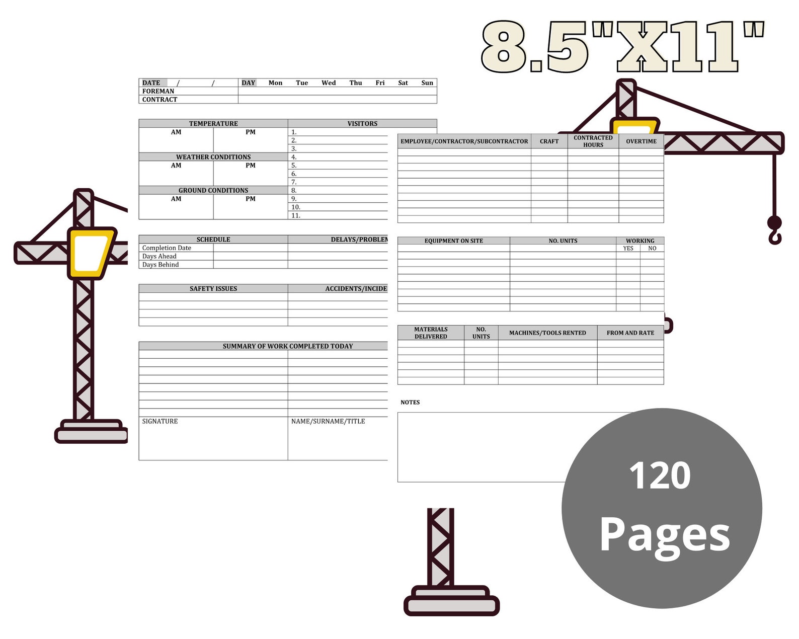 Construction Site Log Book Construction Site Log - Etsy