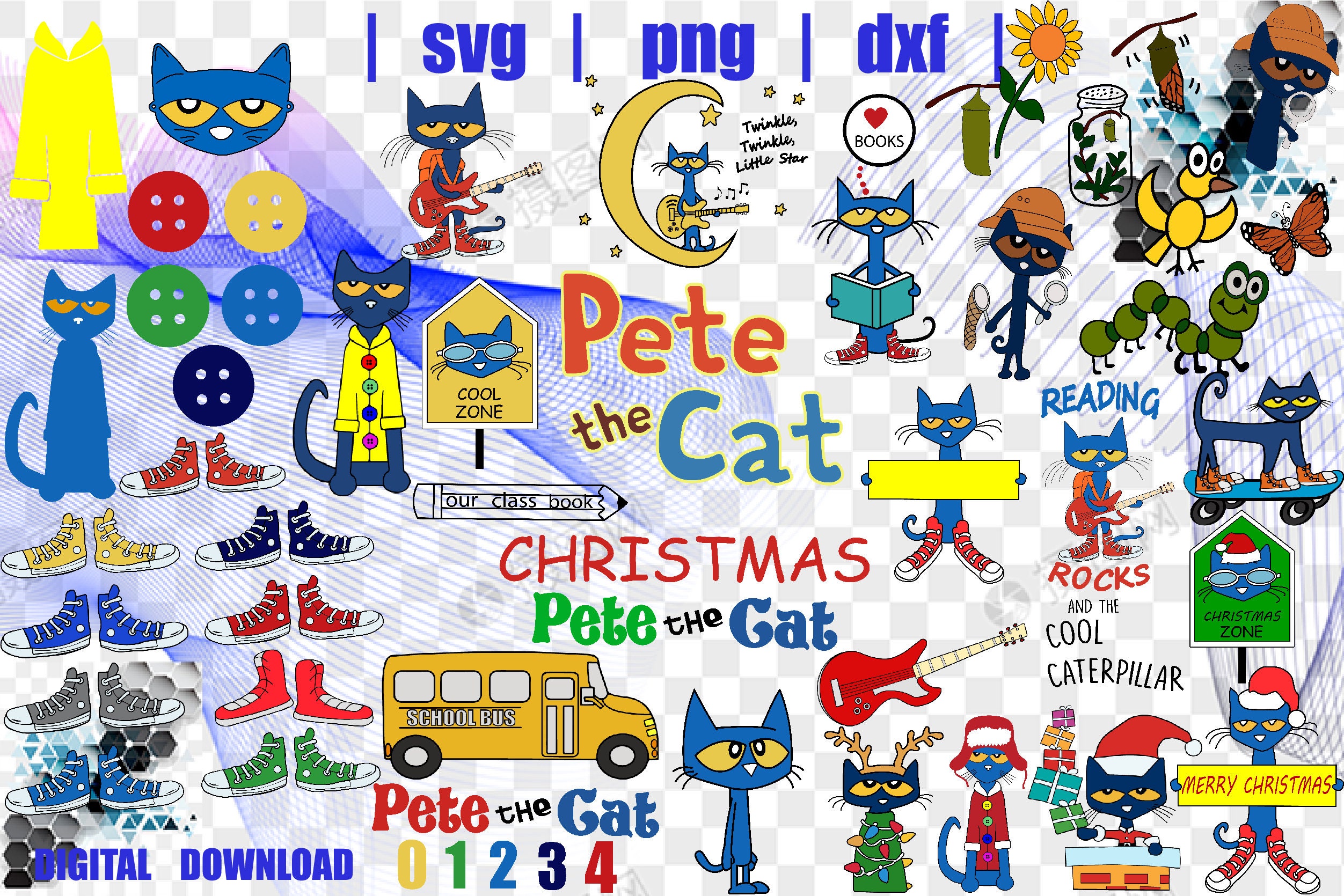 The Cat Svg/ Pete Svg/ File for Cricut Svg/ Silhouette Svg/ Cute File ...