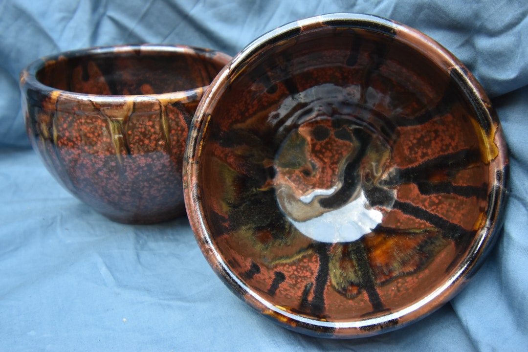 Red and Black Ceramic Bowl - Etsy