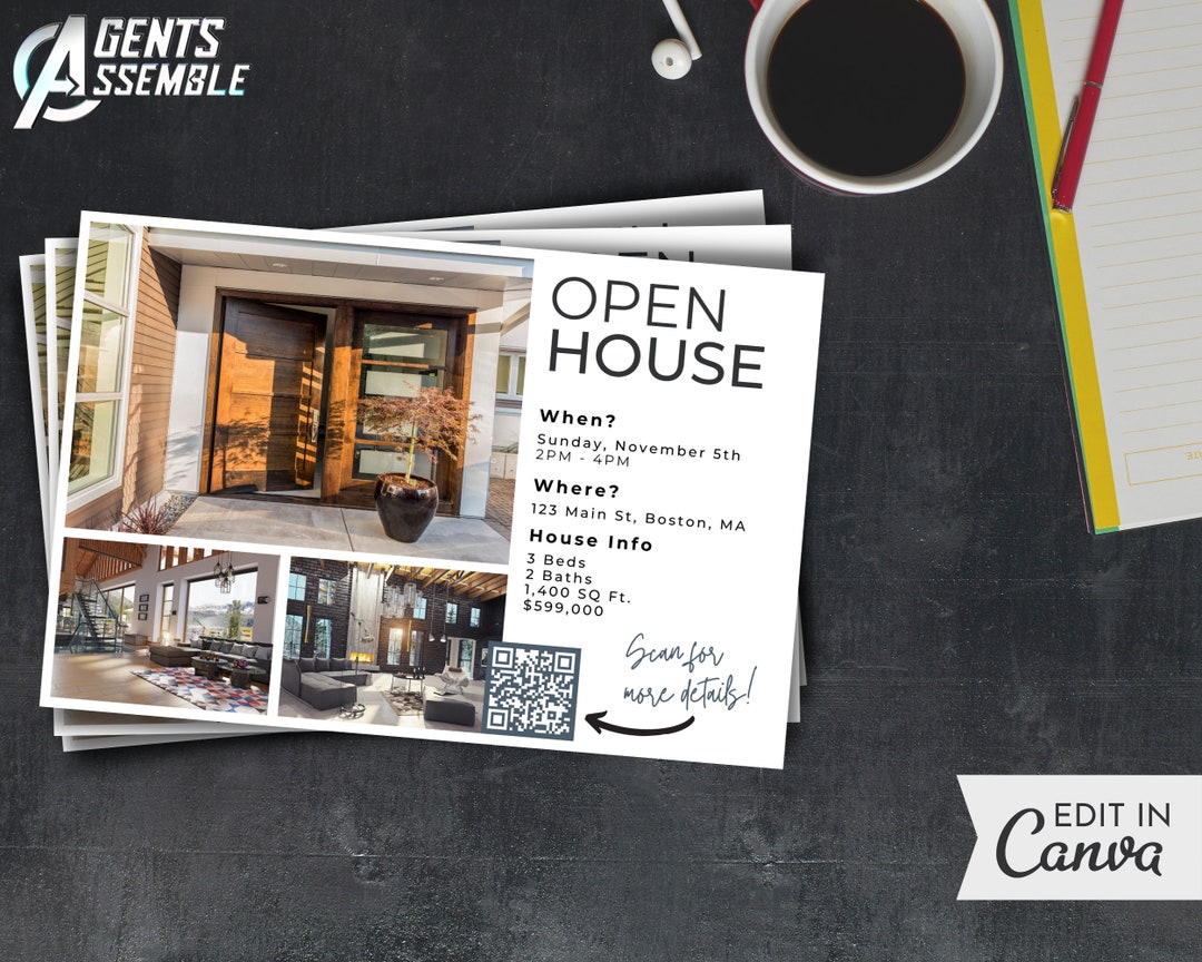 Real Estate Open House Postcard Template: Modern Realtor Marketing ...