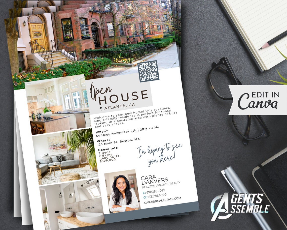 Real Estate Open House Flyer Hello Neighbor Mailer Canva Template ...