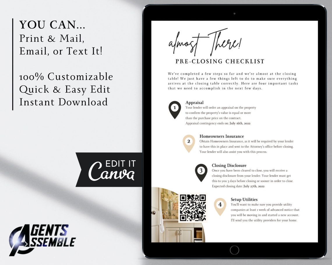 Textable Pre Closing Update Mobile Pre Closing Guide Real - Etsy