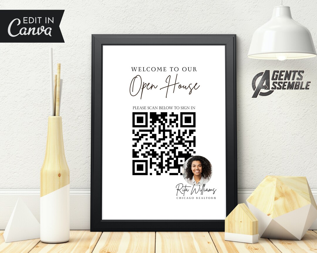 Realtor Open House Sign-in Sheet W/ QR Code: Canva Template (instant ...