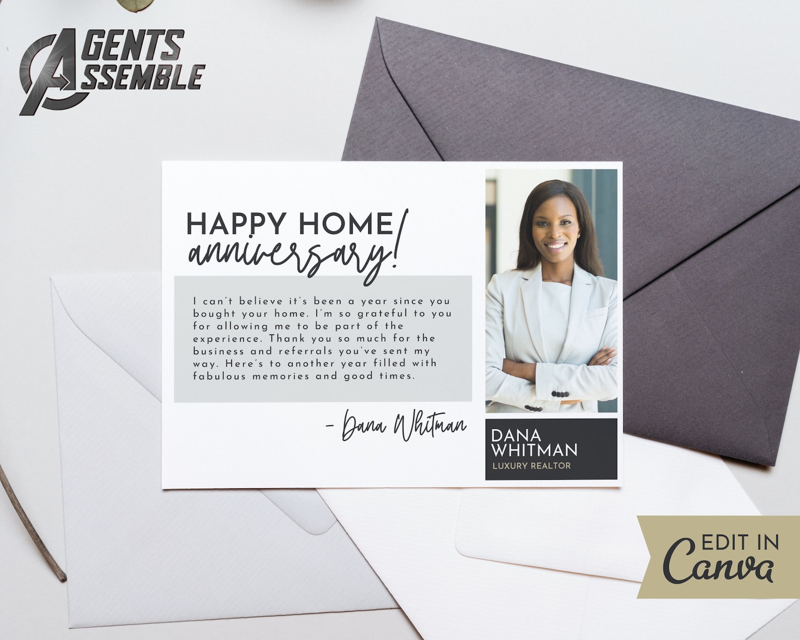 Happy Home Anniversary Card Real Estate Template Client | Etsy