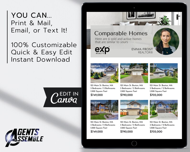 Digital Comparable Homes Report Real Estate CMA Comparative - Etsy