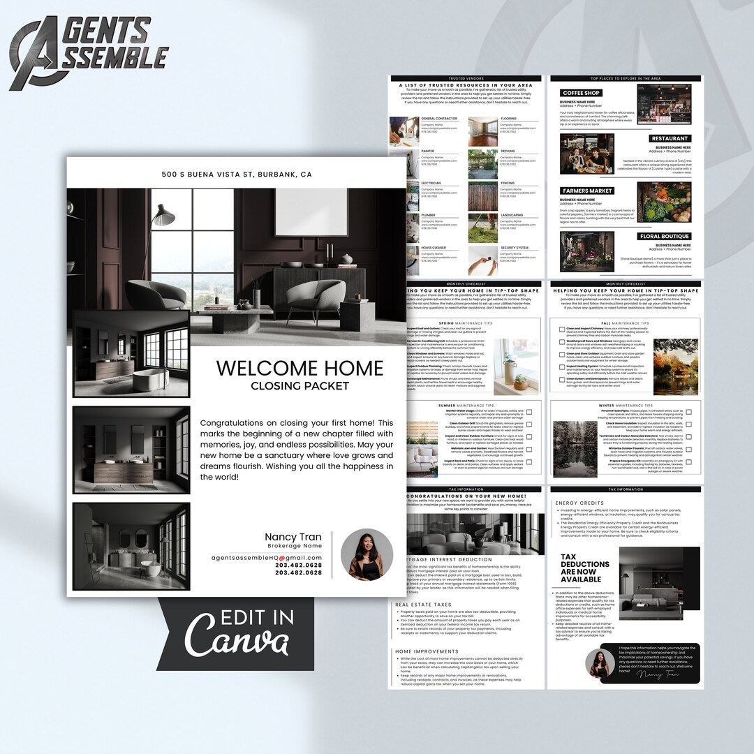 Real Estate Home Buyer Closing Packet: Canva Template (instant Download ...