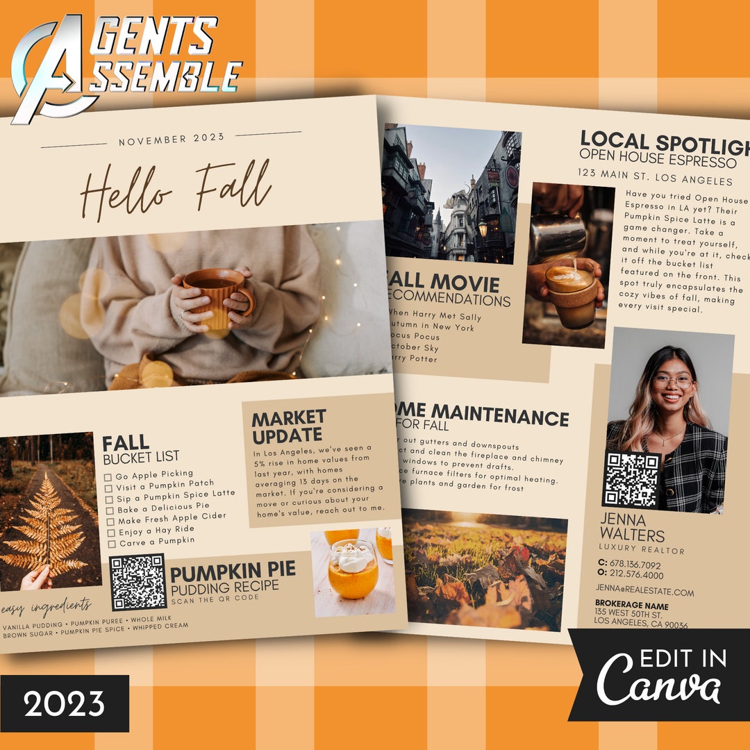 Fall Real Estate Newsletter Template Realtor Client Marketing Editable ...