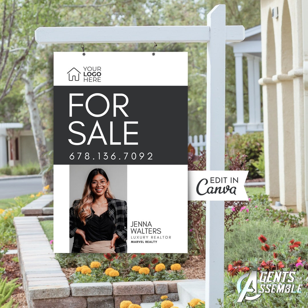 Real Estate Yard Sign Template for Realtors, for Sale Sign Template ...