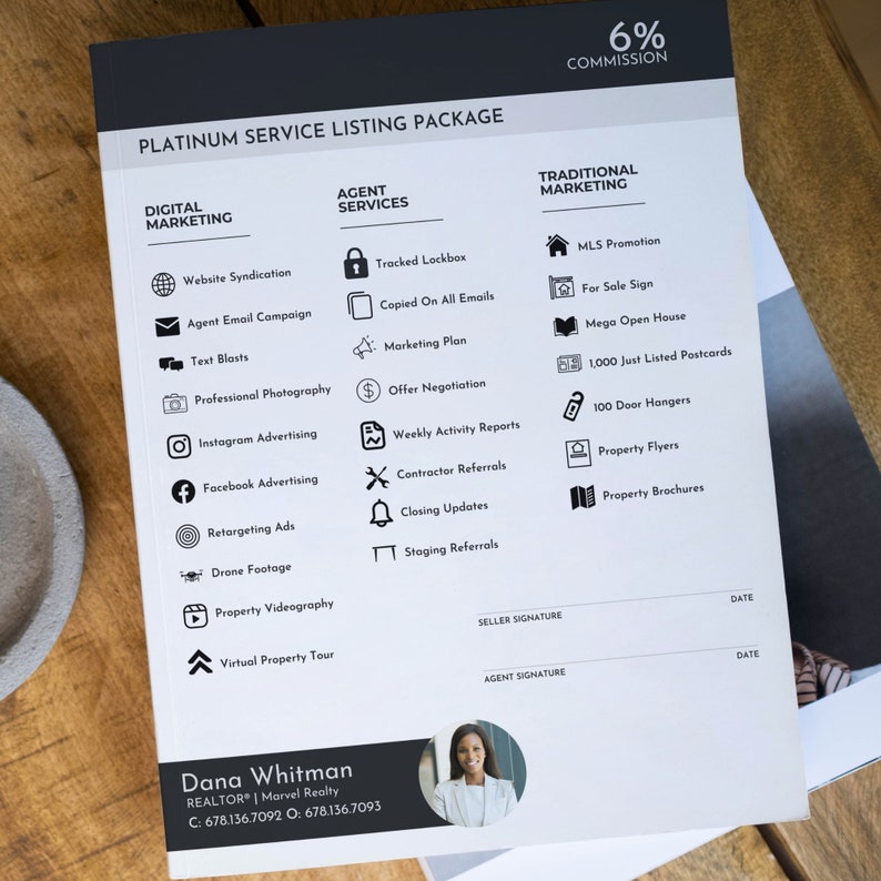 Real Estate Commission Sheet Template Editable Listing Presentation ...