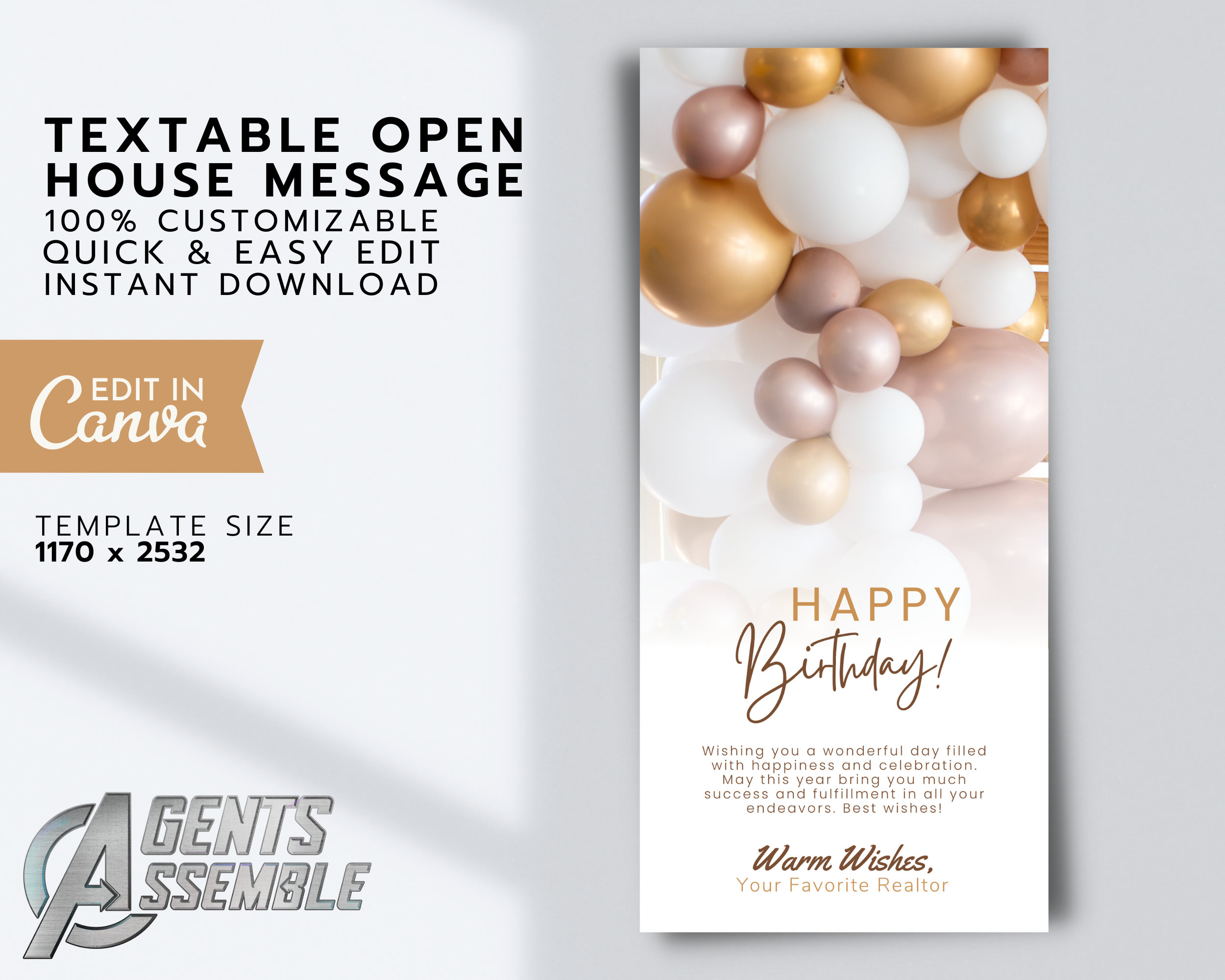 Real Estate Birthday Text Message Template: Client Marketing (canva ...