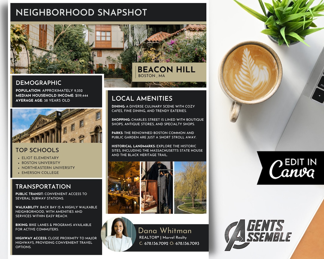 Real Estate Neighborhood Snapshot Template: Customizable Canva Marketing (instant Download) - Etsy