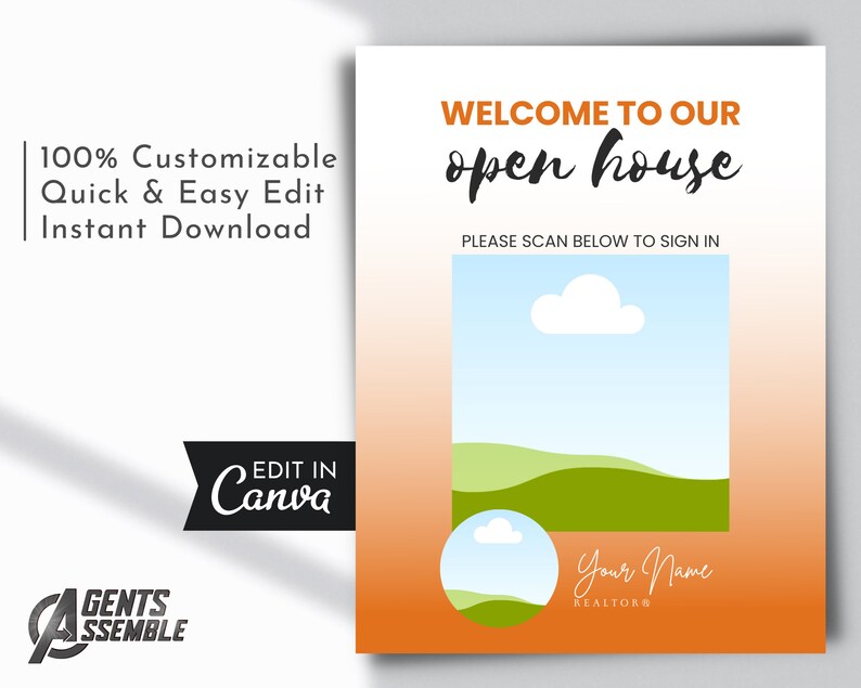Fall Open House Sign in Sheet W/ QR Code Realtor Open House - Etsy
