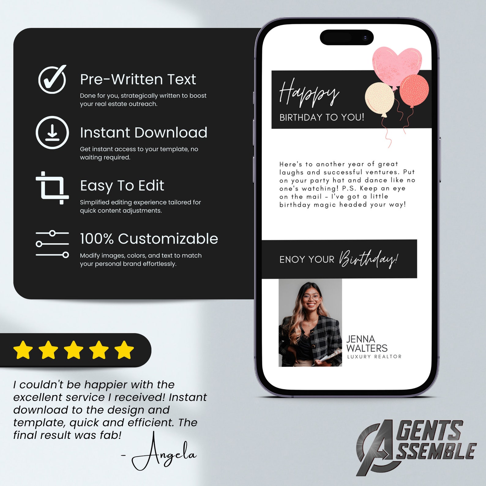 Realtor Birthday Text Template Client Appreciation Message Editable ...