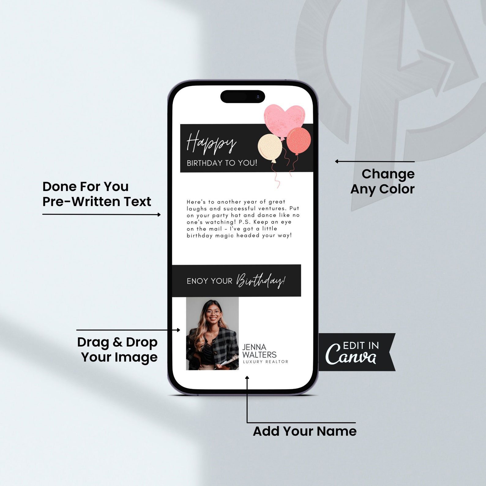Realtor Birthday Text Template Client Appreciation Message Editable ...