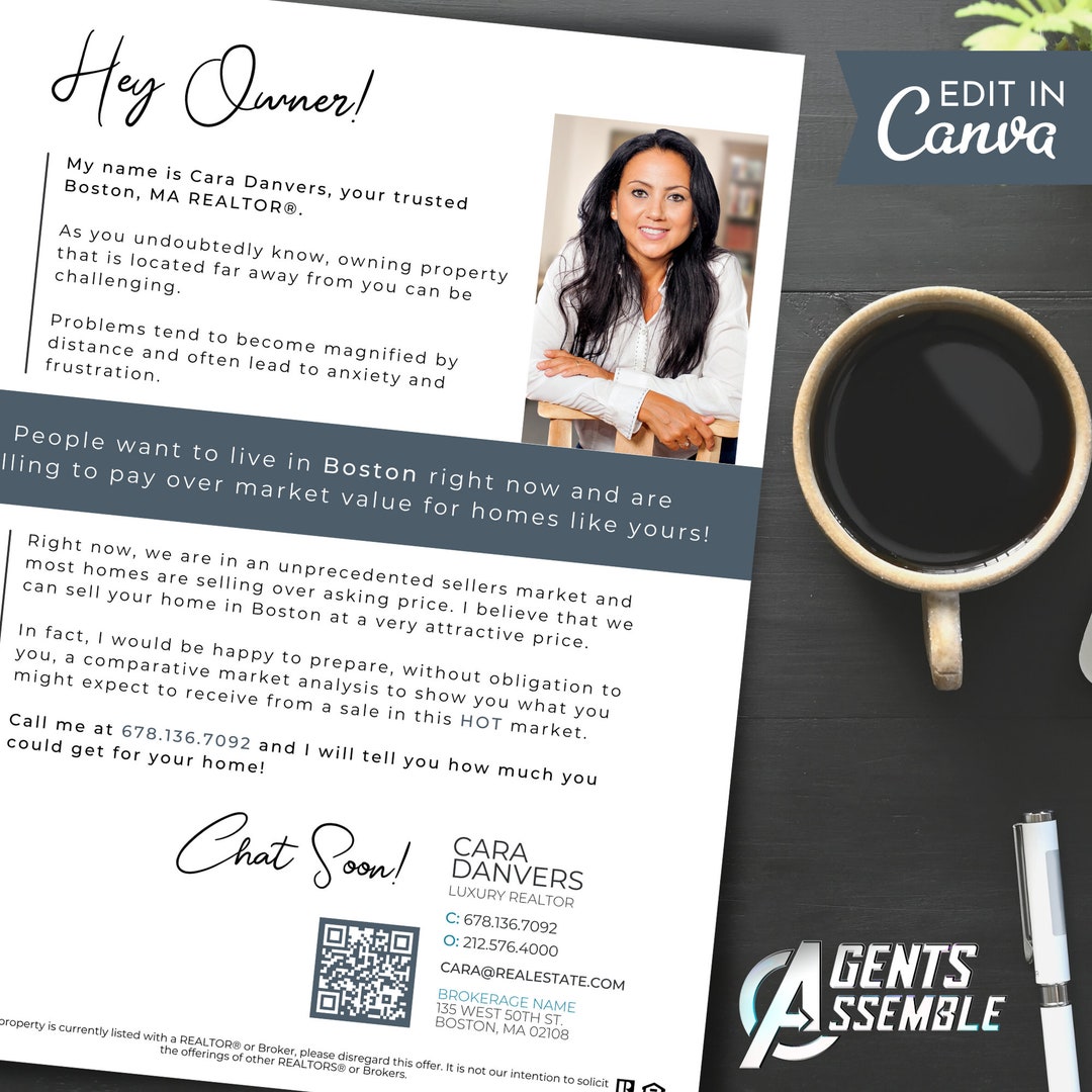 Absentee Owner Letter Template for Real Estate Agents Editable Canva ...