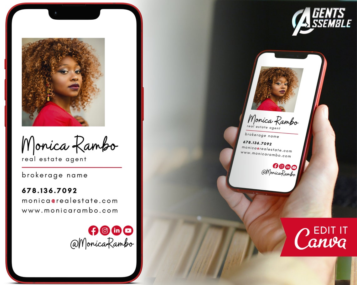 Digital Business Card Template for Real Estate Agents Realtor - Etsy