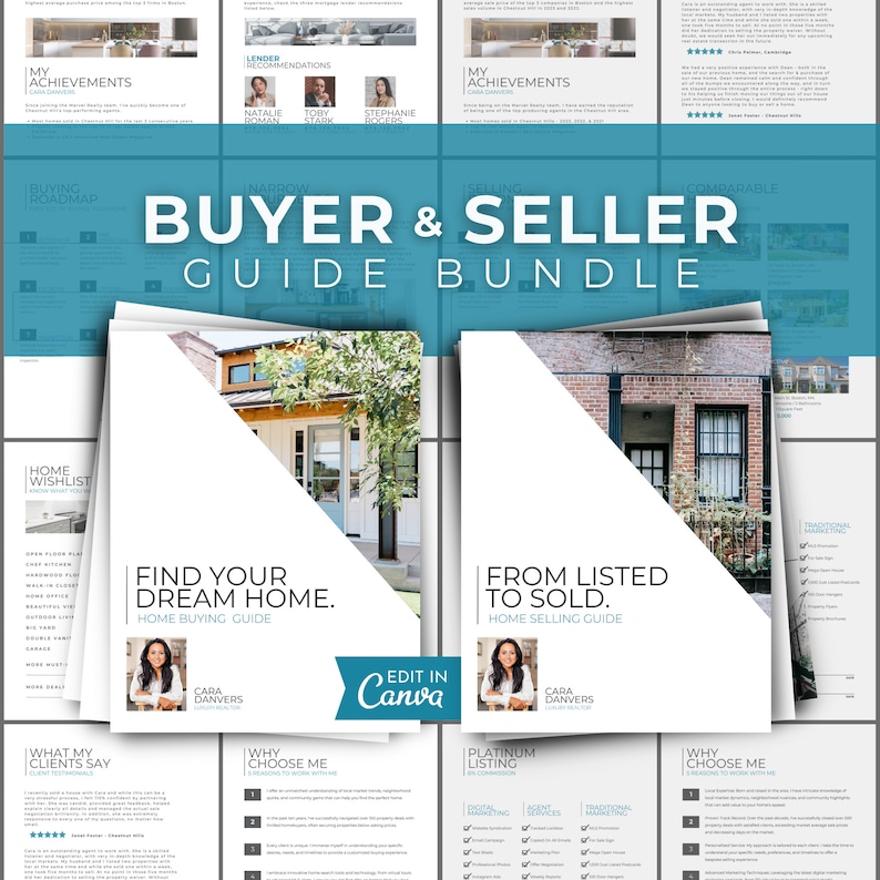 Real Estate Buyer & Seller Guide Bundle: Canva Marketing Templates ...