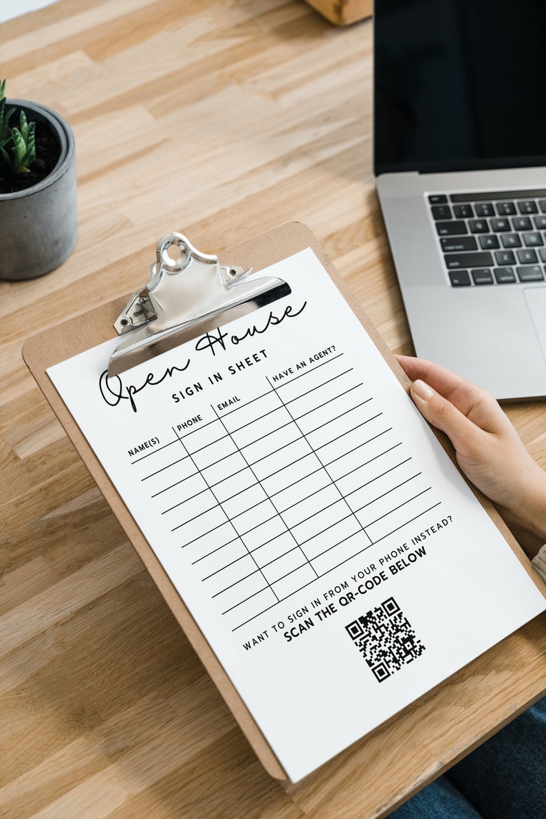 Open House Sign in Sheet W/ QR Code Real Estate Open House - Etsy