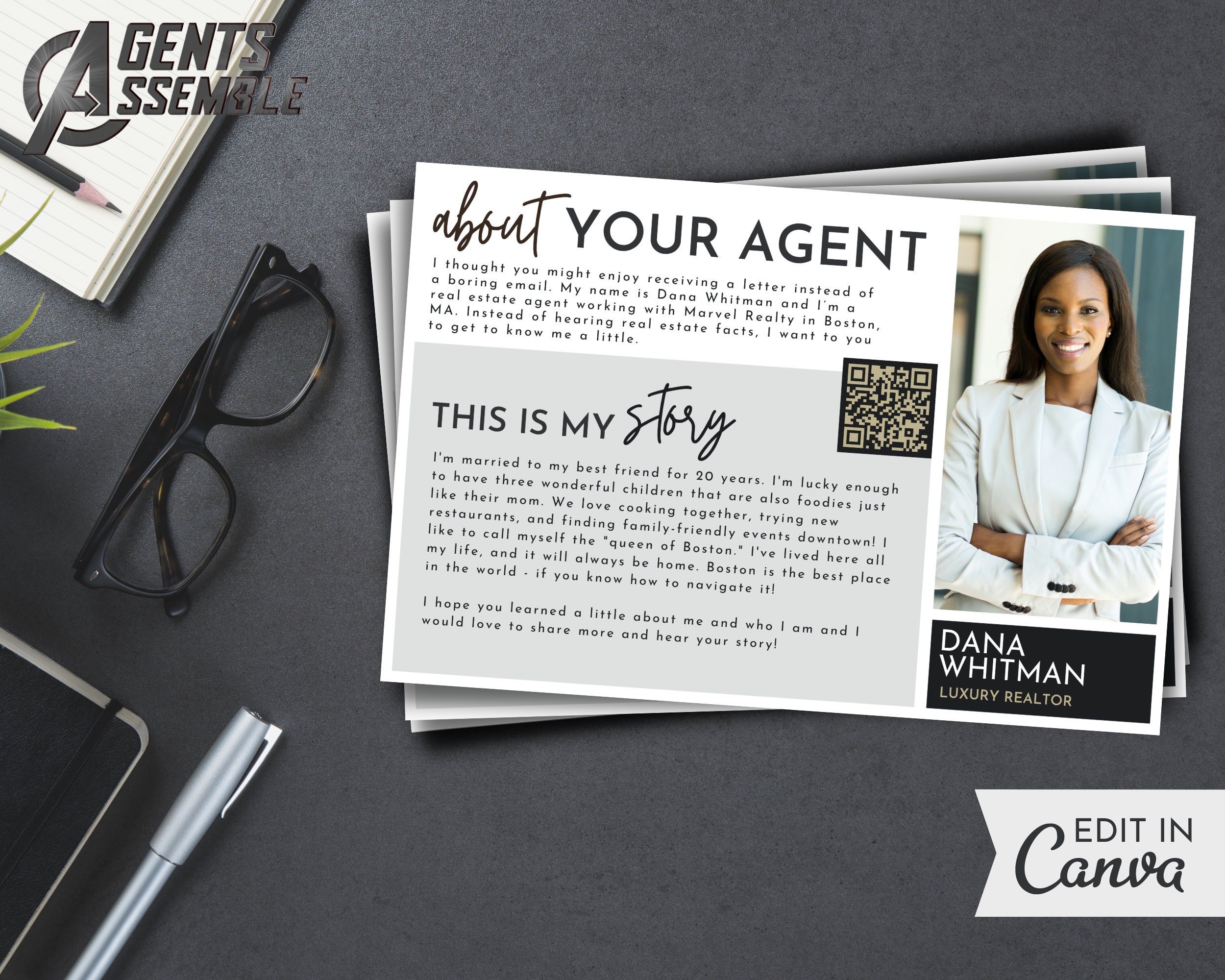 Meet Your Agent Real Estate Postcard: Editable Canva Template (instant ...