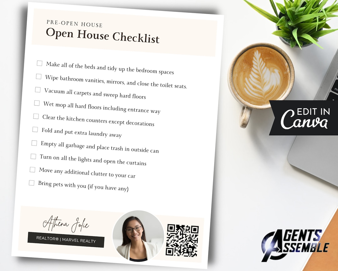 Open House Checklist Template, Real Estate Open House Materials, Pre ...