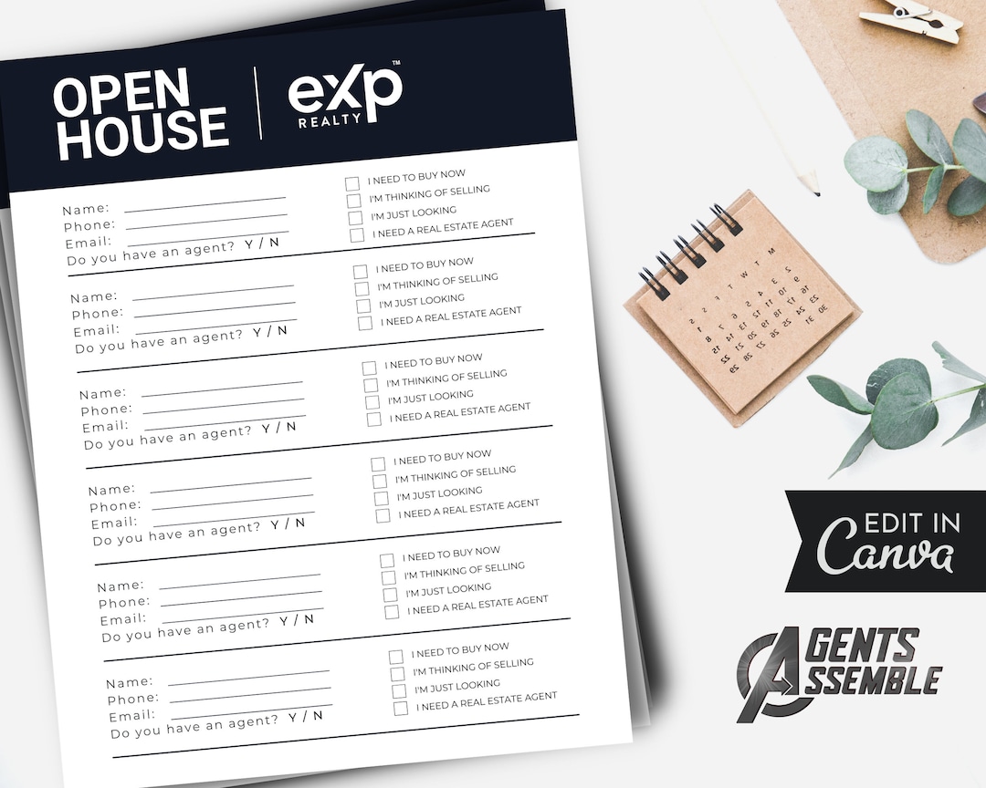 Real Estate Open House Sign-in Sheet: Modern Realtor Template (canva ...