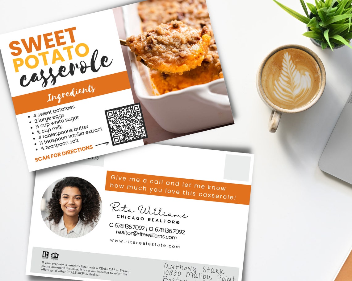Fall Real Estate Postcard for Realtors Sweet Potato Recipe - Etsy
