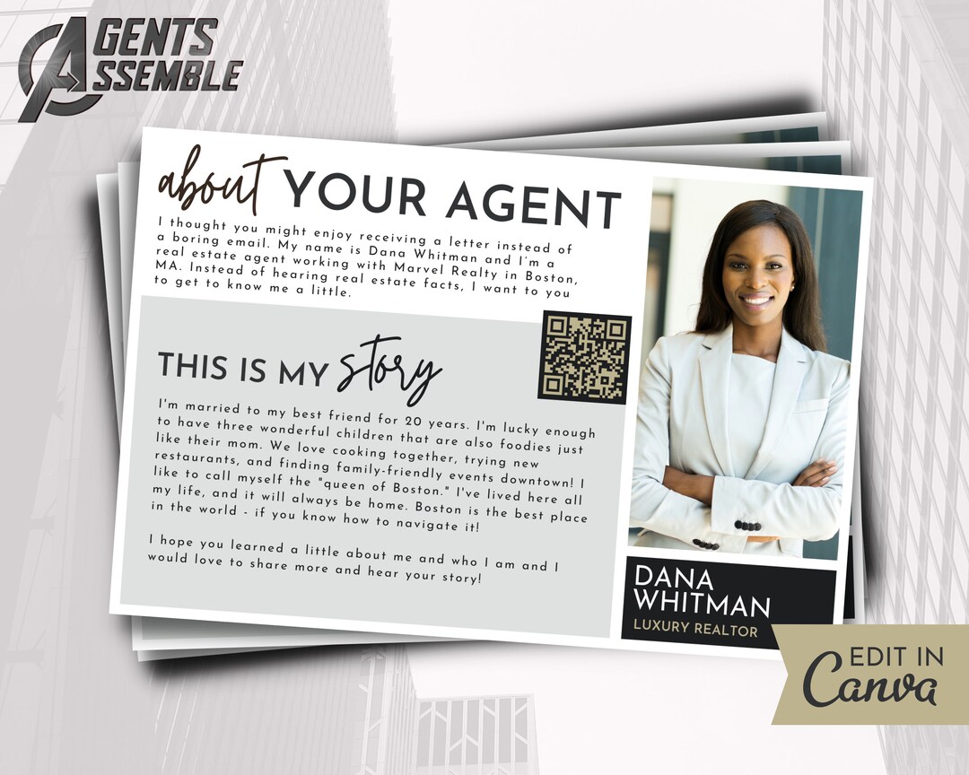 Meet Your Agent Real Estate Postcard Template Editable Canva Realtor ...