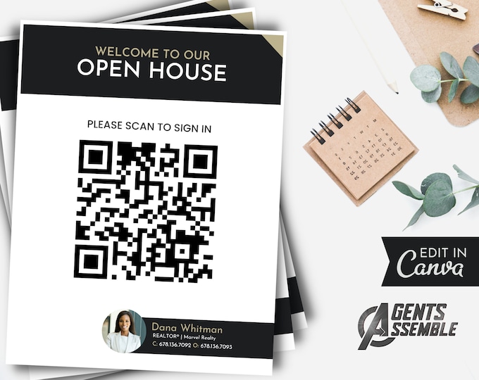 Open House Sign in Sheet W/ QR Code Realtor Open House Real - Etsy