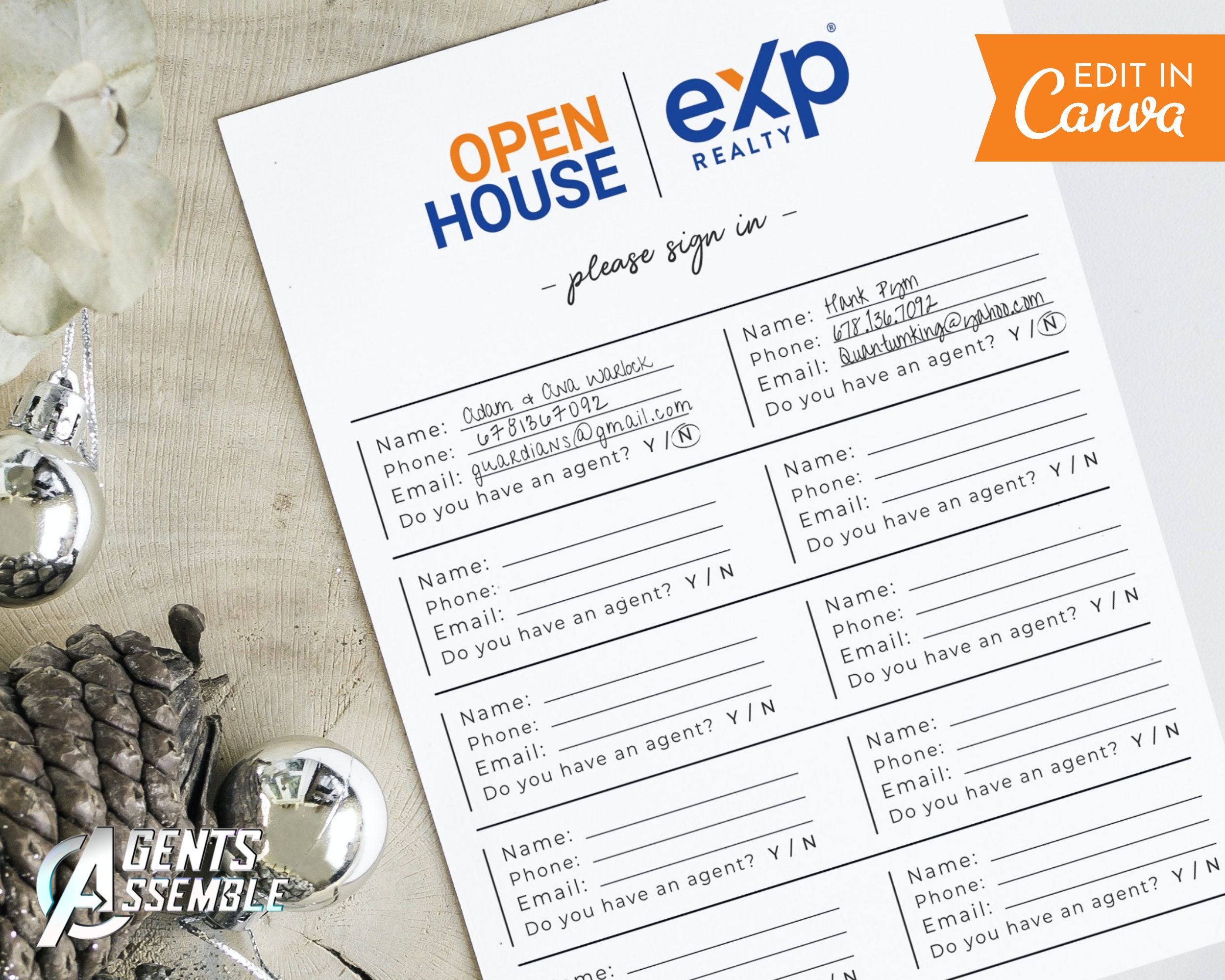 Exp Open House Sign in Sheet Open House Sign in Sheet Real - Etsy