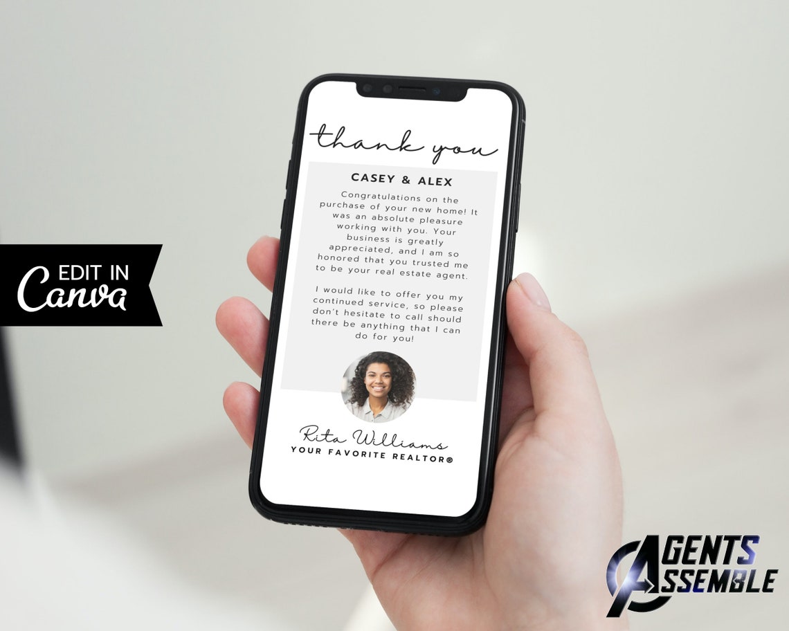 Digital Client Thank You Card Real Estate Client - Etsy