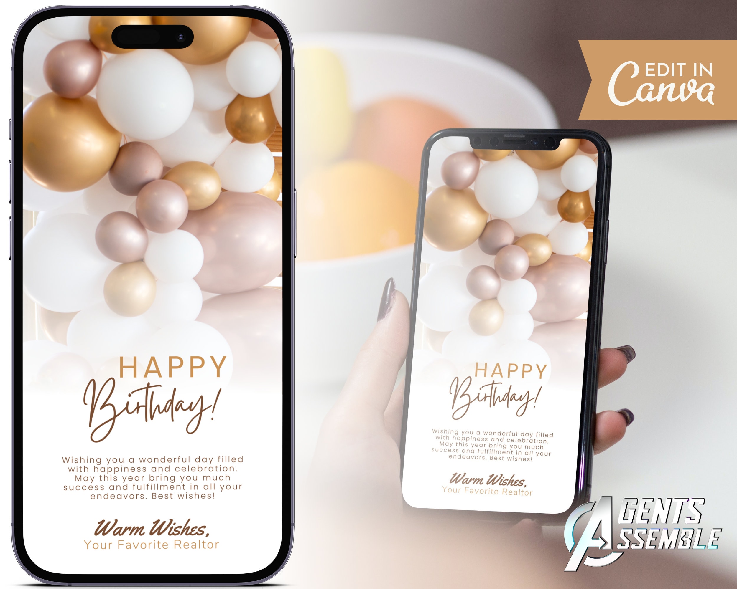 Real Estate Client Happy Birthday Text Message Digital - Etsy