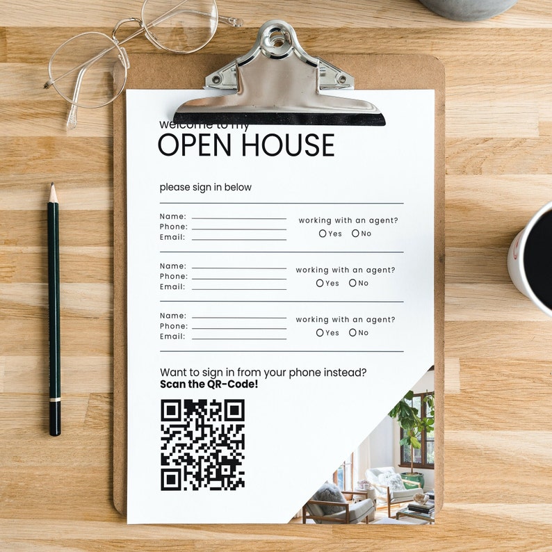 Open House Sign in Sheet W/ QR Code Real Estate Open House - Etsy