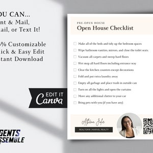 Open House Checklist Template, Real Estate Open House Materials, Pre ...