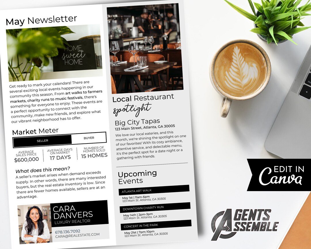May Real Estate Newsletter Template for Realtors Canva Monthly ...