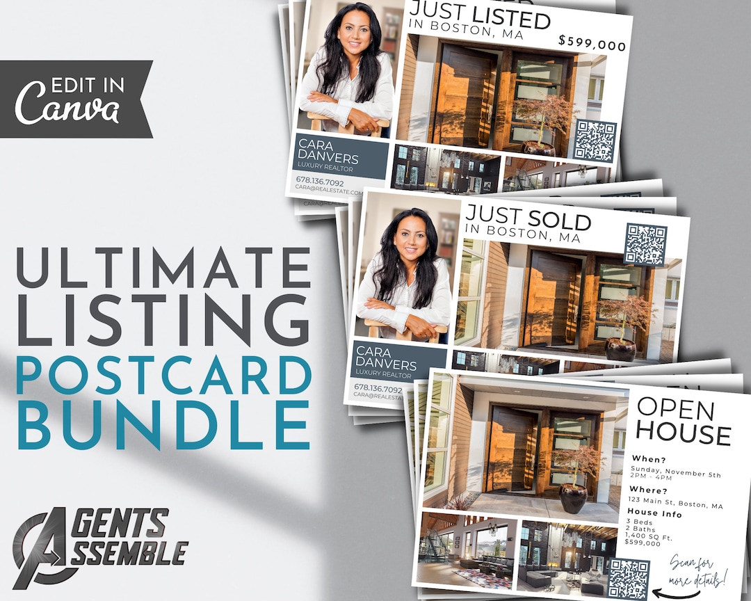 Real Estate Postcards Bundle, Postcard Pack for Realtor, New Listing ...