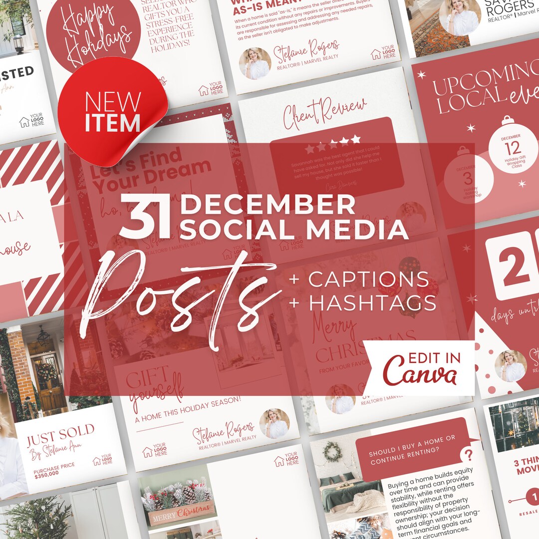 December Instagram Posts for Real Estate Agent, Realtor Social Media ...