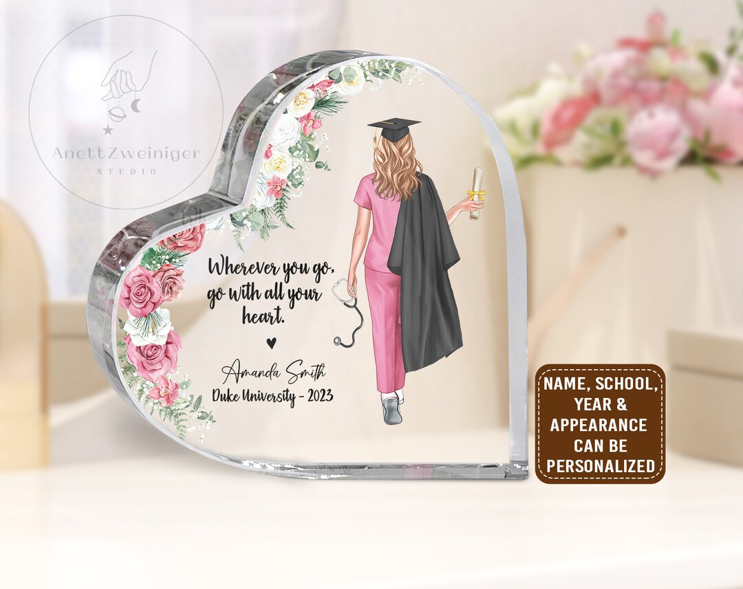 Personalized Nurse Graduation Heart Acrylic Plaque, Custom Nurse Gift ...