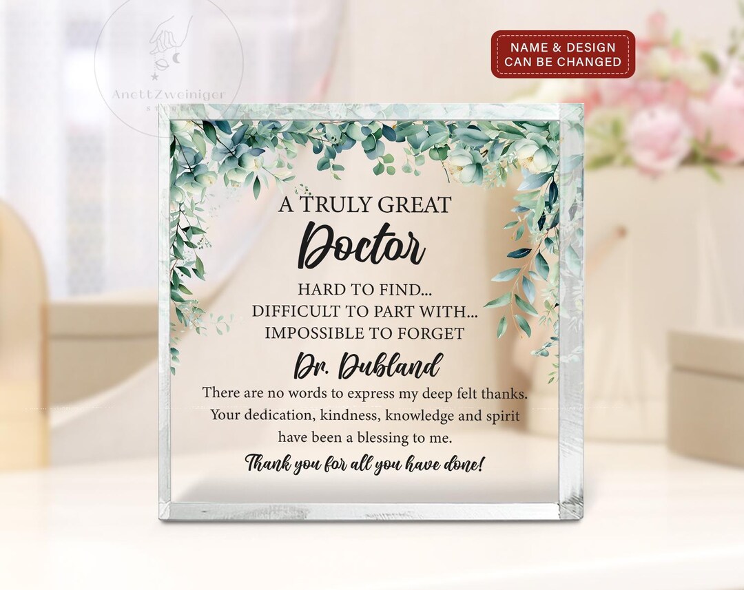 Personalized Doctor Gift: Square Acrylic Thank You Plaque, Custom ...