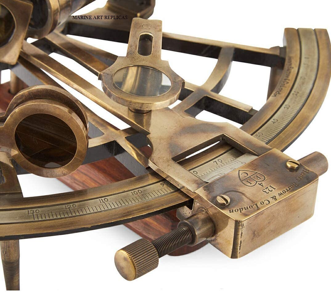 8 Antiquelook Marine Captain Sextant Brass Nauticalwooden Box Gift ...