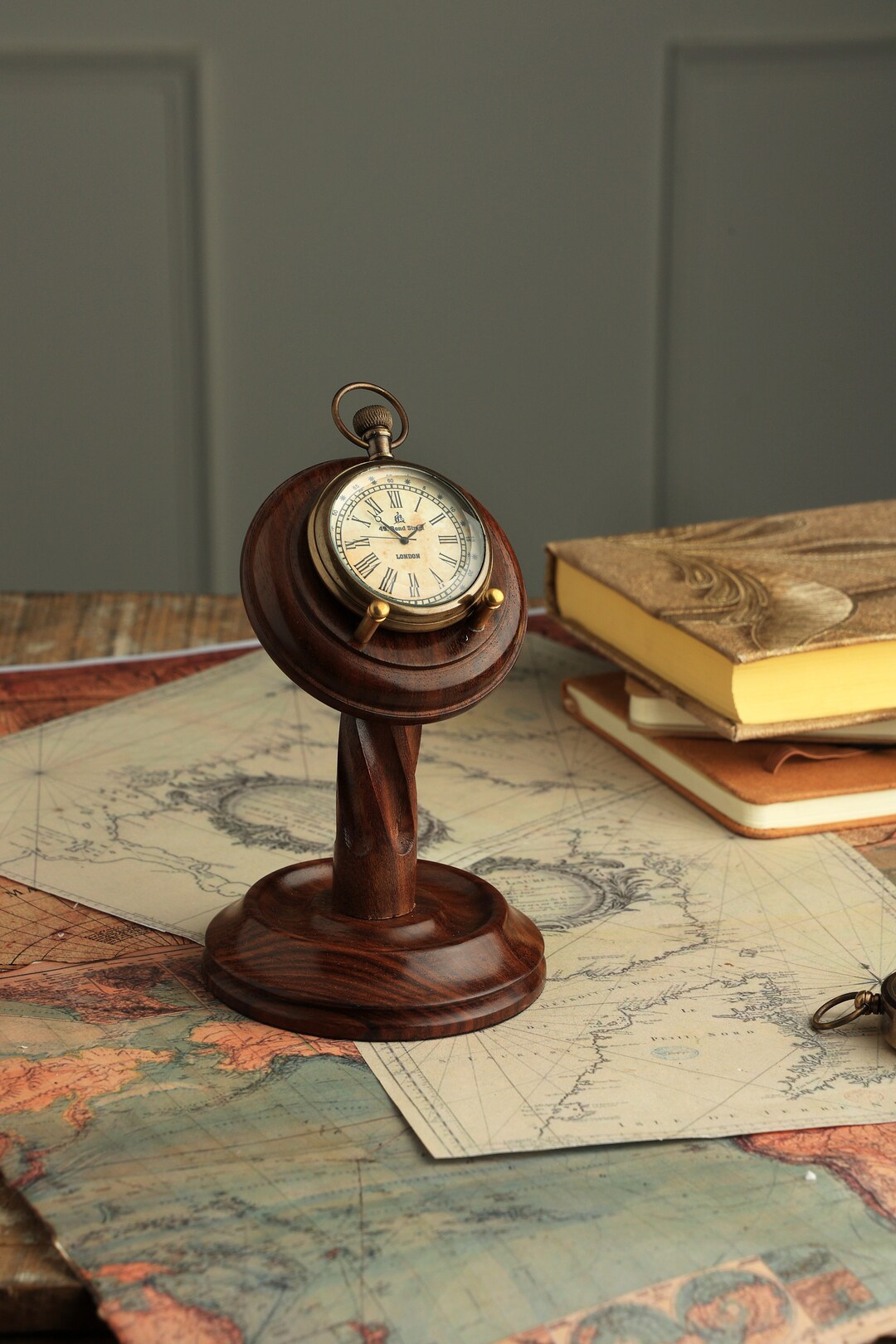 Ocean Replicas Marine Pocket Watch Cum Table Clock With Wooden - Etsy