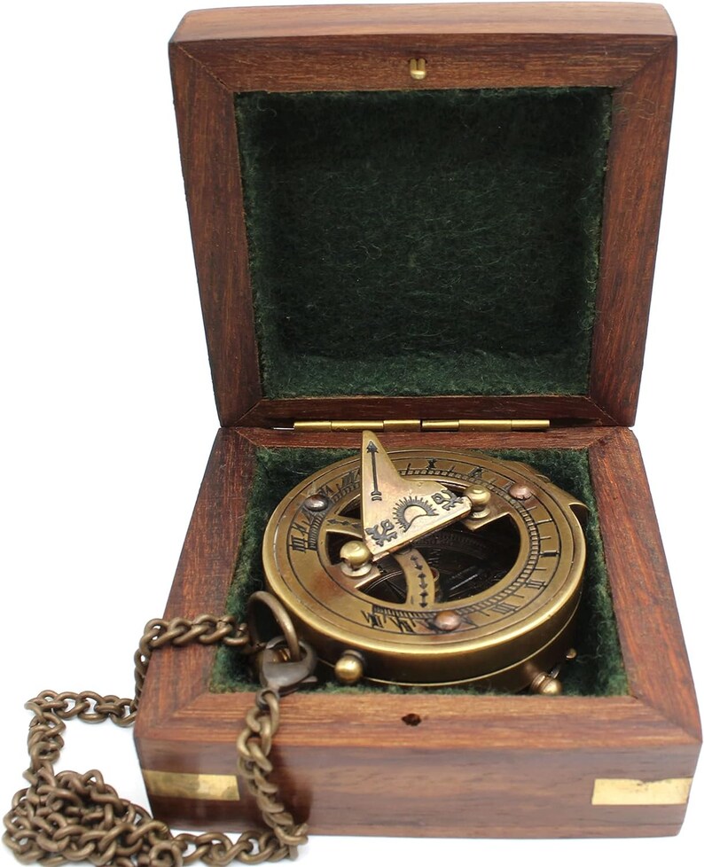 Replica of Vintage Brass Antiquelook Sundial Direction Pocket Compass ...