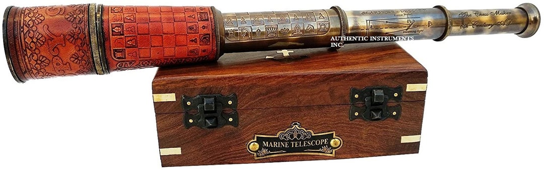 The 6th Century Nautical Pirate Brass Telescope With Wooden Box, Pirate ...