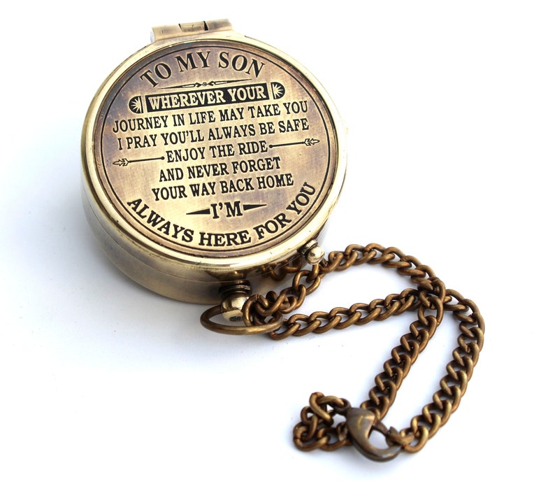To My Son Antiquelook Engraved Brass Replica of Vintage Camping Compass ...