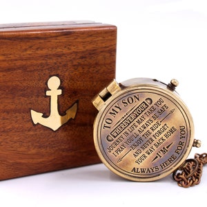 To My Son Antiquelook Engraved Brass Replica of Vintage Camping Compass ...