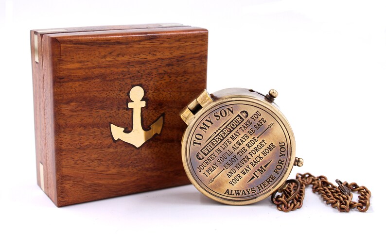 To My Son Antiquelook Engraved Brass Replica of Vintage Camping Compass ...