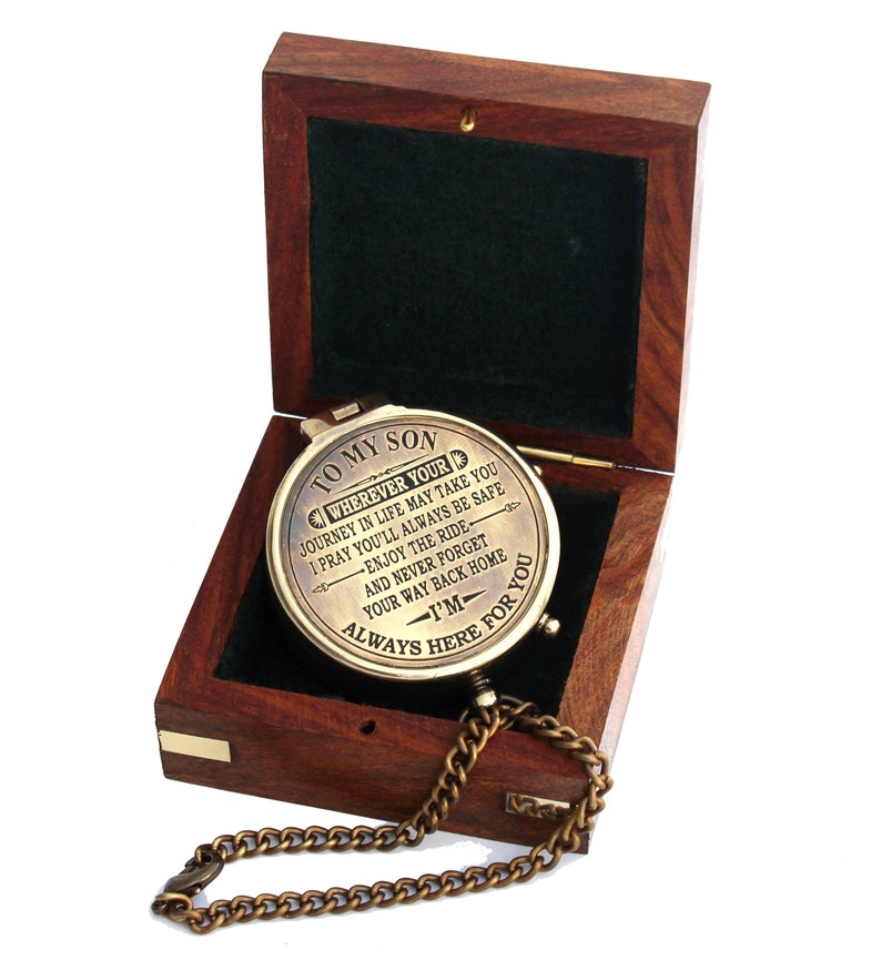 To My Son Antiquelook Engraved Brass Replica of Vintage Camping Compass ...