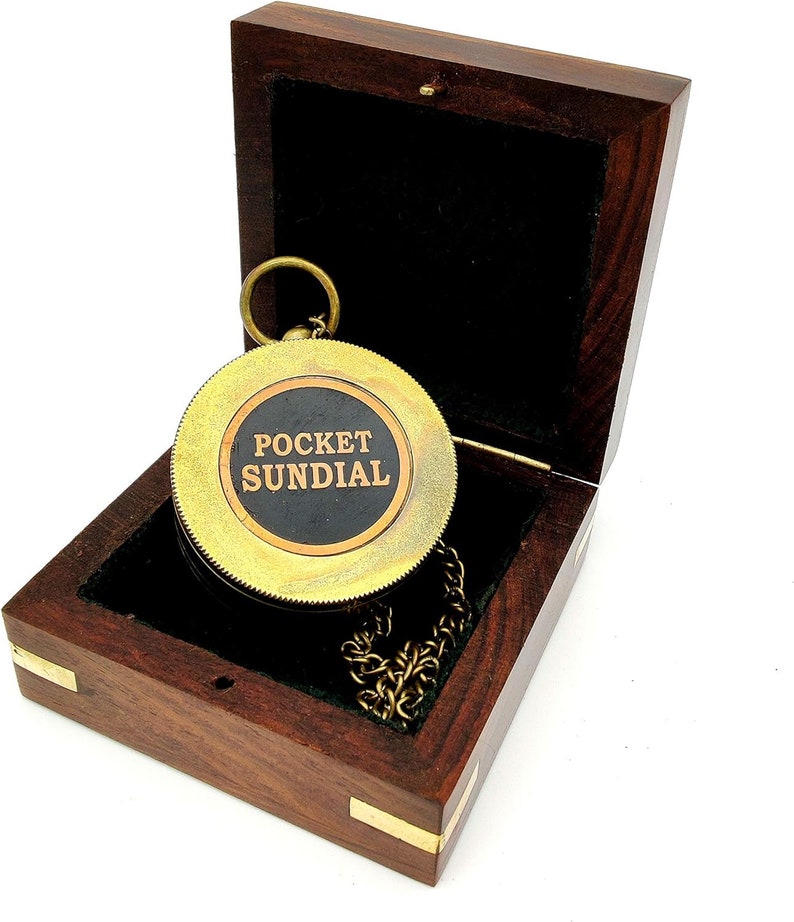 Replica of Vintage Brass Pocket Sundial Compass Antiquelook Both Side ...