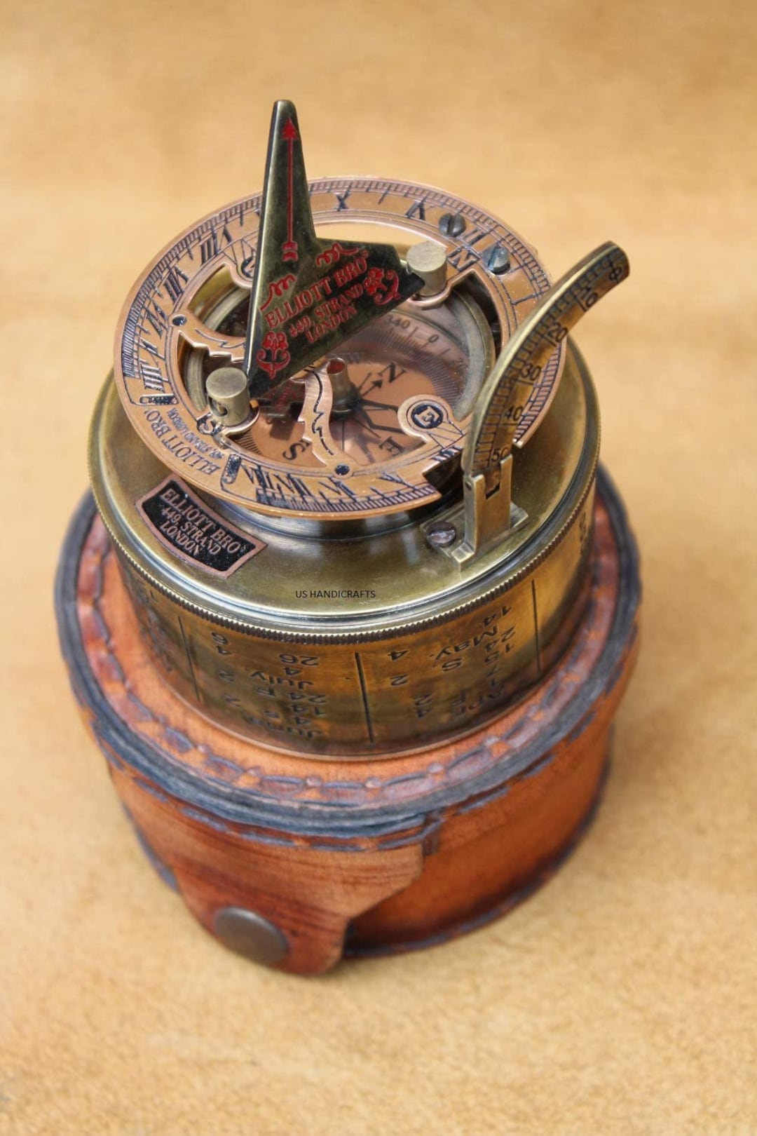 Replica of Vintage Brass Sundial Compass With Leather Case/directional ...