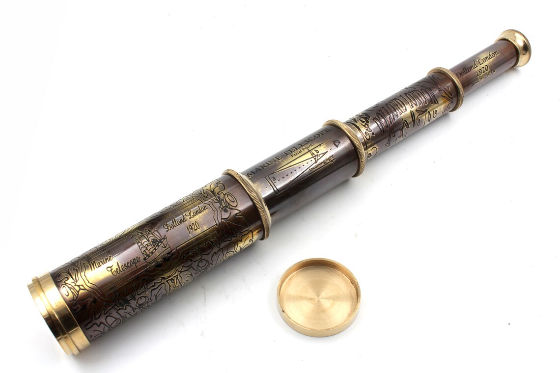 14" Antiquelook Brass Telescope With Engrave Imprints. Replica of ...