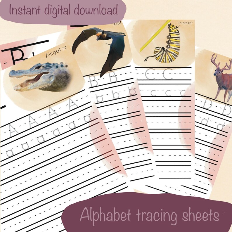 Alphabet Letter Tracing Worksheet | Digital Download | ABC Writing ...